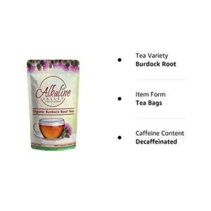 Burdock Root Tea Organic - 100% Alkaline - 15 Unbleached/Chemical-Free Burdock Root Tea Bags - Caffeine-Free, No GMO