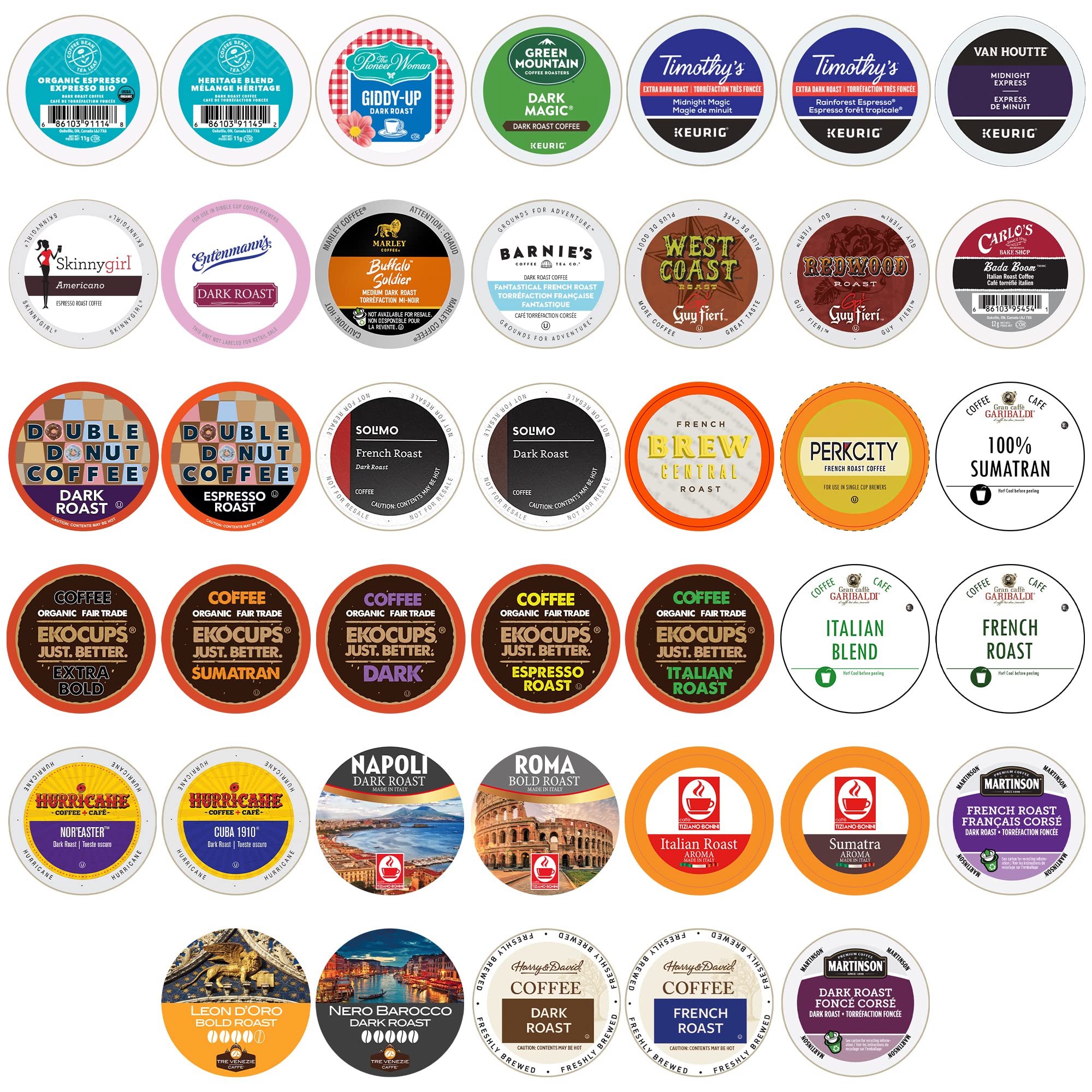 Perfect Samplers Coffee Pod, Dark Roast & Bold Flavors, Single Serve Cups for Keurig K Cup Machines, Robust Assortment, Variety Pack, 40 Count