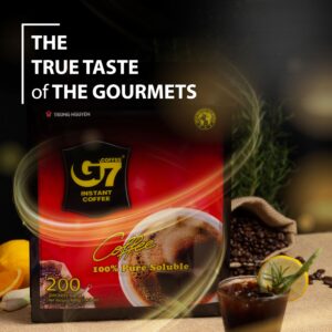 TRUNG NGUYEN G7 PURE BLACK Instant Coffee for Energy Boost - 100% Soluble Coffee Without Sugar - Strong, Pure & Rich Vietnamese Instant Energy Coffee - Original Taste for Coffee Connoiseurs (200 Sachets/Bag)