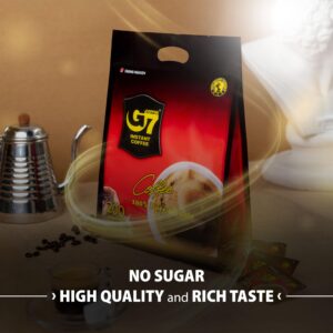 TRUNG NGUYEN G7 PURE BLACK Instant Coffee for Energy Boost - 100% Soluble Coffee Without Sugar - Strong, Pure & Rich Vietnamese Instant Energy Coffee - Original Taste for Coffee Connoiseurs (200 Sachets/Bag)