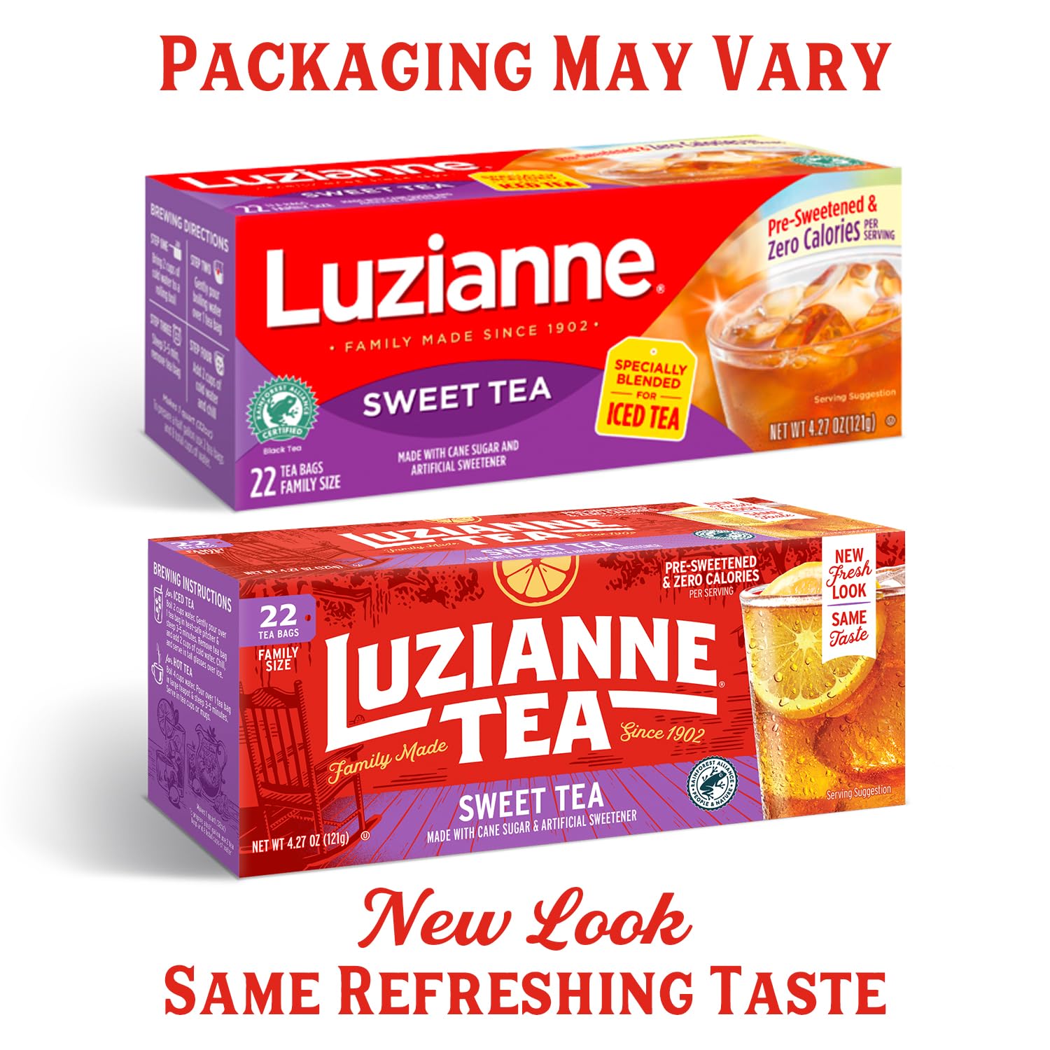 Luzianne Sweet Tea Bags, Family Size, 132 Tea Bags (6 Boxes of 22 Count Pack), Specially Blended for Iced Tea, Clear & Refreshing Home Brewed Southern Iced Tea