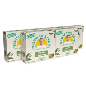 newman's own organics green tea, 100 individually wrapped tea bags, 100 count (pack of 5)