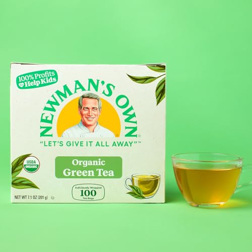 Newman's Own Organics Green Tea, 100 Individually Wrapped Tea Bags, 100 Count (Pack of 5)