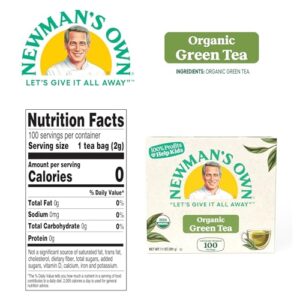 Newman's Own Organics Green Tea, 100 Individually Wrapped Tea Bags, 100 Count (Pack of 5)