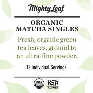 Mighty Leaf Tea, Organic Matcha Green Tea Powder - 100% Unsweetened Japanese Matcha, 12 Single Serve Packets