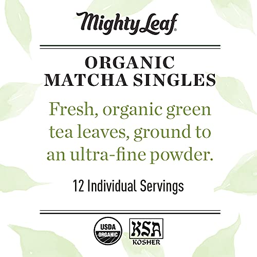 Mighty Leaf Tea, Organic Matcha Green Tea Powder - 100% Unsweetened Japanese Matcha, 12 Single Serve Packets