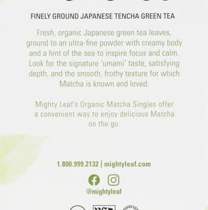 Mighty Leaf Tea, Organic Matcha Green Tea Powder - 100% Unsweetened Japanese Matcha, 12 Single Serve Packets