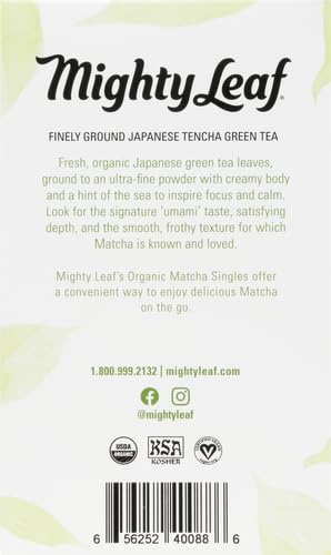 Mighty Leaf Tea, Organic Matcha Green Tea Powder - 100% Unsweetened Japanese Matcha, 12 Single Serve Packets