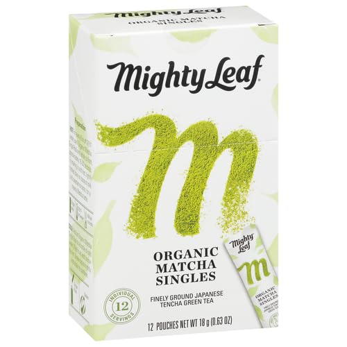 Mighty Leaf Tea, Organic Matcha Green Tea Powder - 100% Unsweetened Japanese Matcha, 12 Single Serve Packets