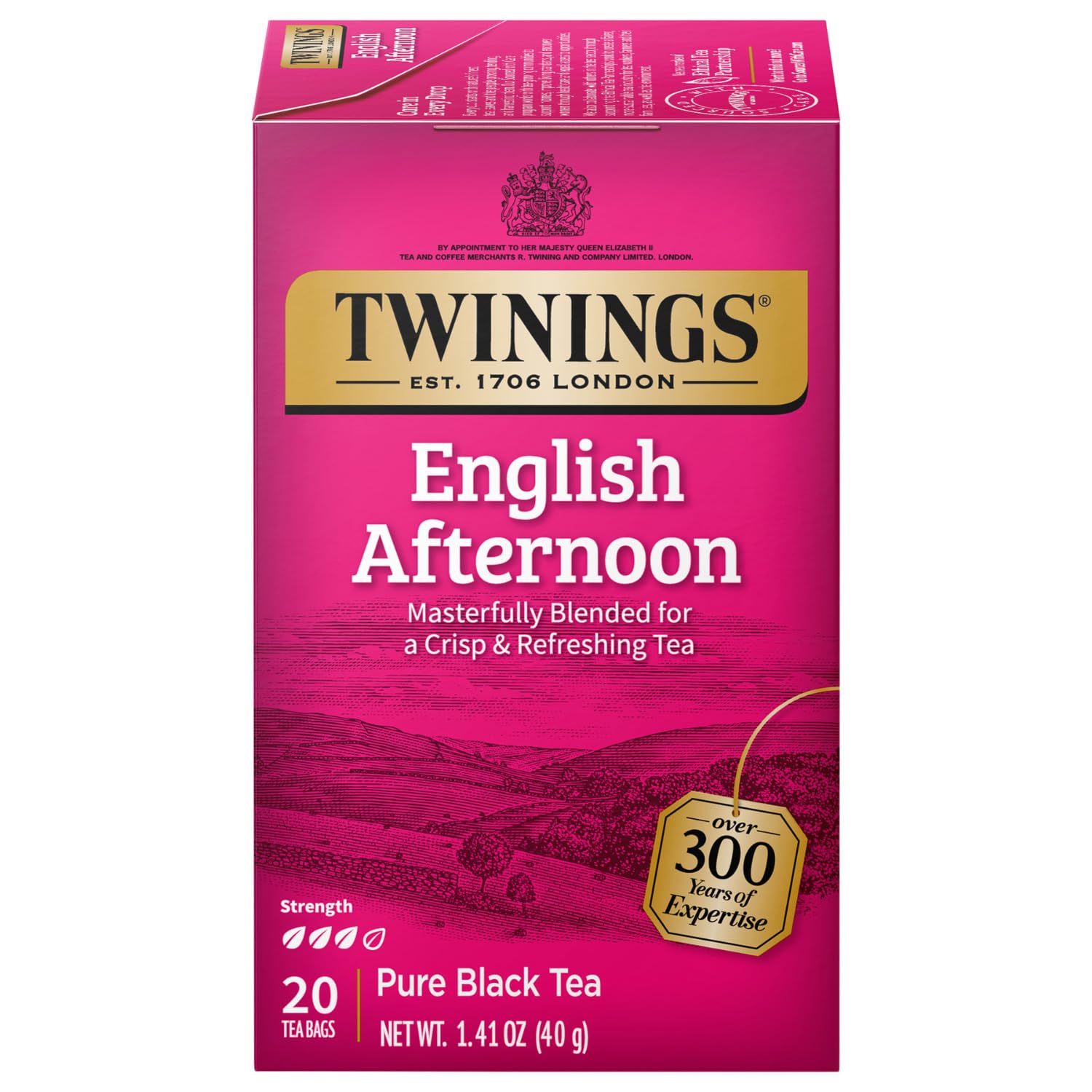 Twinings Tea, English Afternoon Tea - Uplifting Caffeinated Black Tea Bags Individually Wrapped, 20 Count