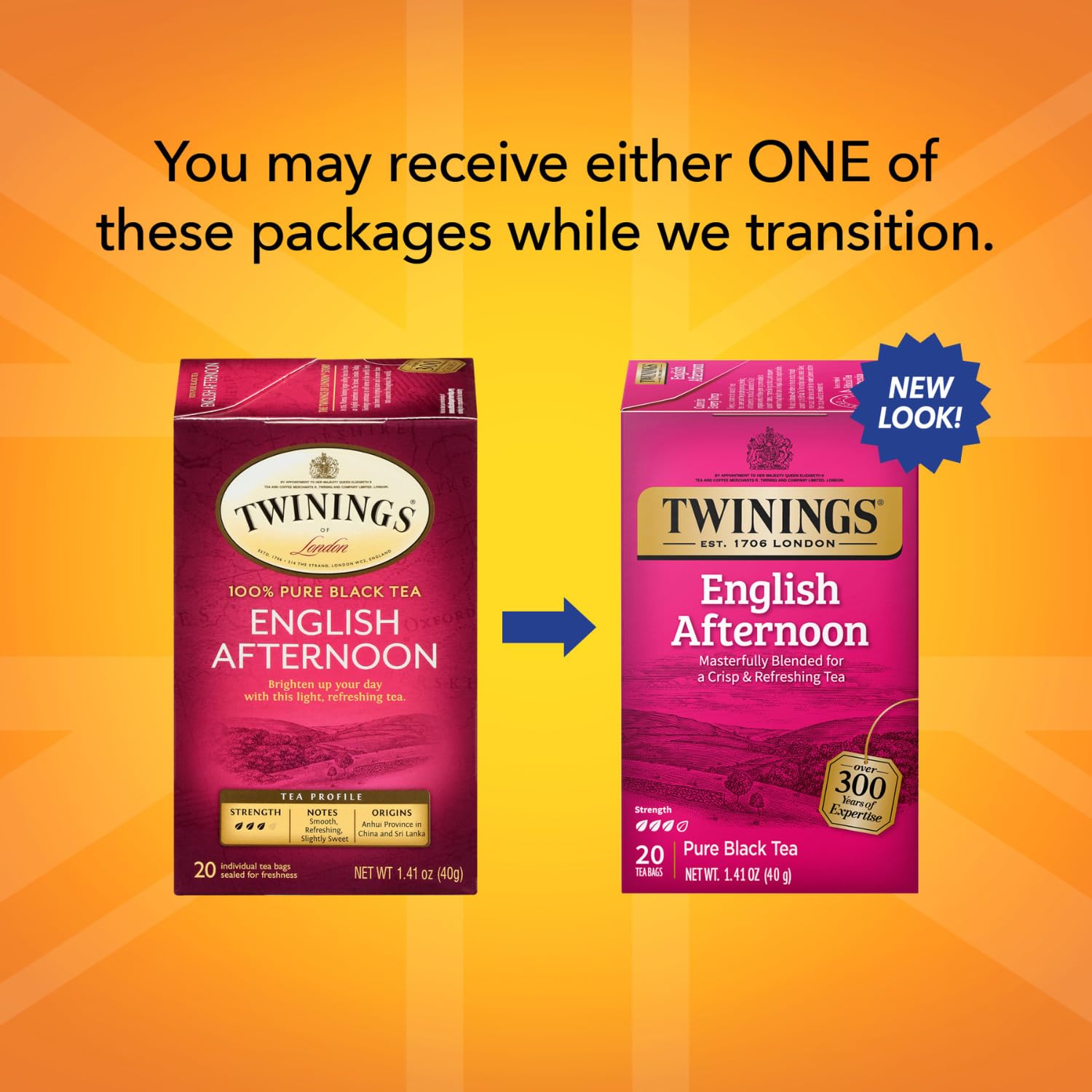 Twinings Tea, English Afternoon Tea - Uplifting Caffeinated Black Tea Bags Individually Wrapped, 20 Count