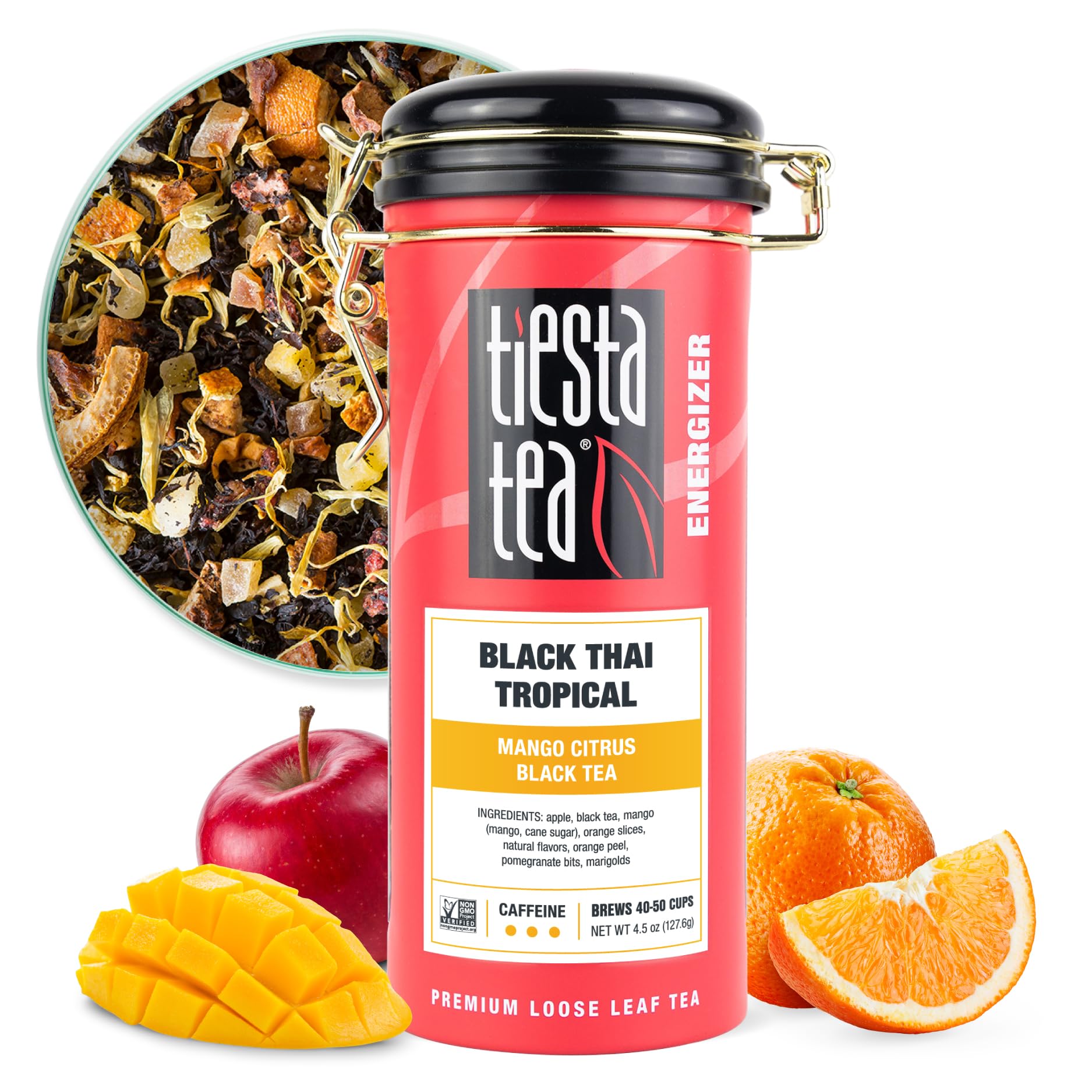 Tiesta Tea - Black Thai Tropical | Mango Citrus Black Tea | Premium Loose Leaf Tea Blends | High Caffeinated Black Tea | Make Hot or Iced Tea & Brews up to 50 Cups - 4.5oz Refillable Tin