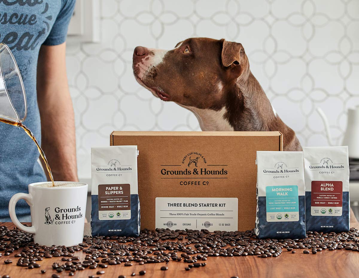 Grounds & Hounds Three Blend Starter Kit - Ground, 100% Organic Coffee Variety Pack, Bulk Ground Coffee, Includes Three 6oz Bags of Our Most Popular Blends