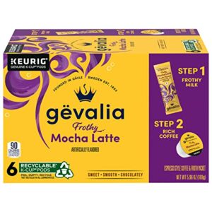 gevalia, 2-step k-cup & froth packets, 6 count, 5.6oz box (pack of 3) (mocha latte)