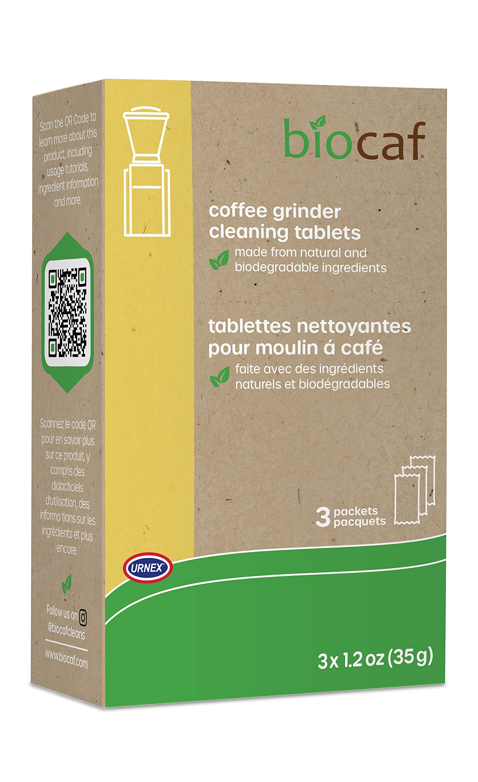 Urnex Full Circle Coffee Grinder Cleaning Tablets - 3 Single Use Packets - Coffee Grinder Cleaner Removes Coffee Residue and Oils