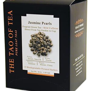 The Tao of Tea Jasmine Pearls Box Pyramid Sachets, 1.05 Ounce, Box of 15 Sachets