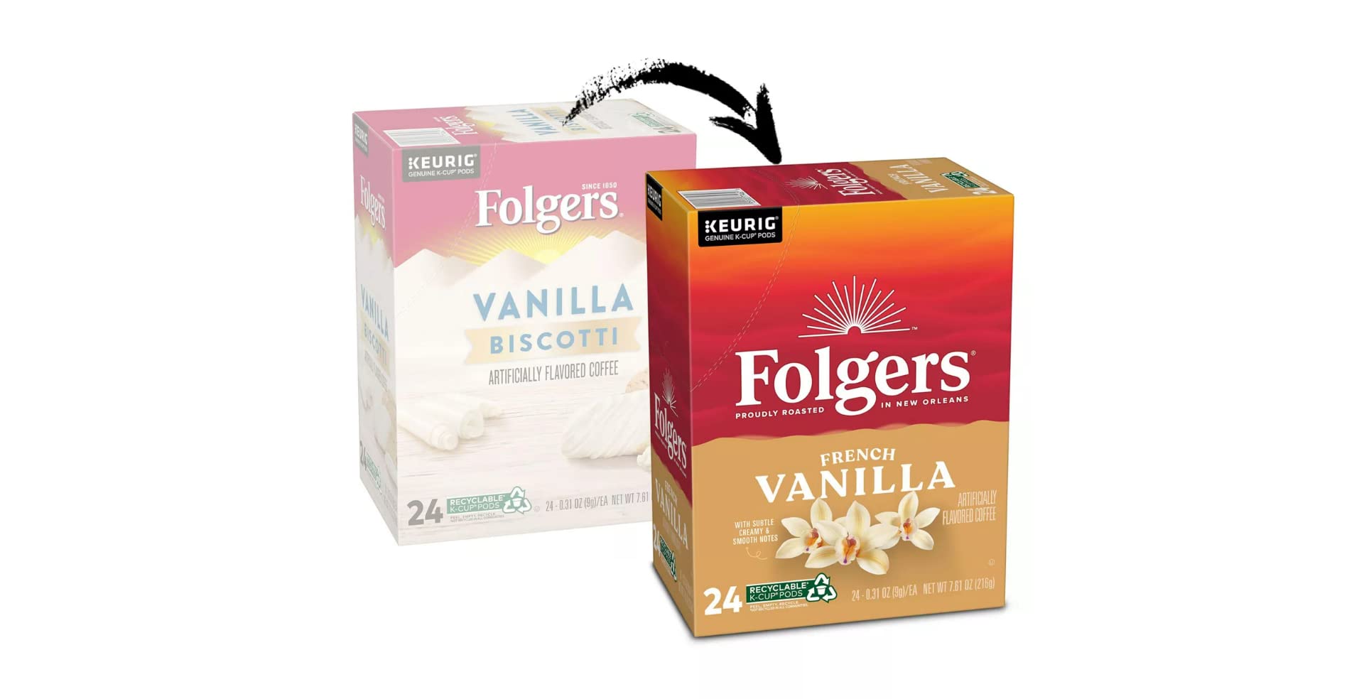 Folgers Gourmet Selections Vanilla Biscotti Coffee K-Cups ( 2 Pack x 24 K-cups)