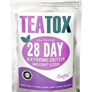 Catfit Detox Tea Herbal Tea Teatox, 28 Days Diet Tea for Cleanse