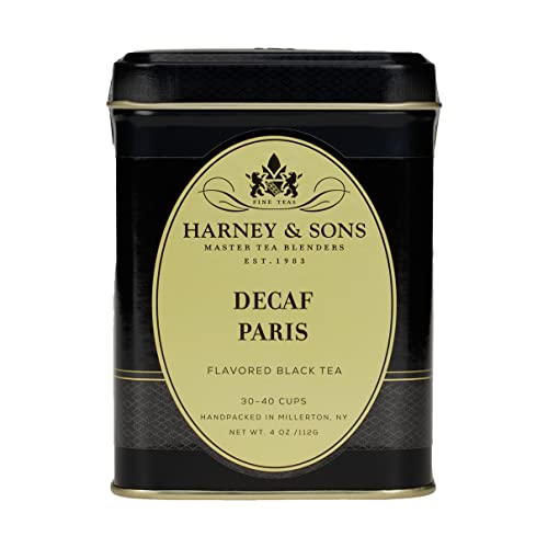 Harney & Sons Decaf Paris, 4oz Tin of Loose Leaf Black Tea w/Fruit and Caramel Flavors