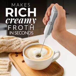 Zulay FrothMate Milk Frother for Coffee - Compact Handheld Foam Maker for Lattes, Cappuccinos, Matcha, Hot Chocolate - Milk Frother - Majestic Silver