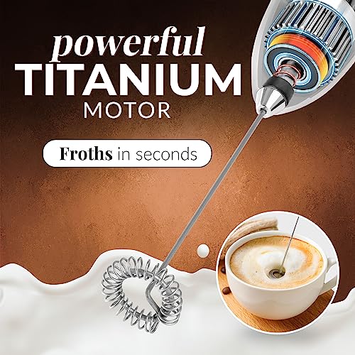 Zulay FrothMate Milk Frother for Coffee - Compact Handheld Foam Maker for Lattes, Cappuccinos, Matcha, Hot Chocolate - Milk Frother - Majestic Silver