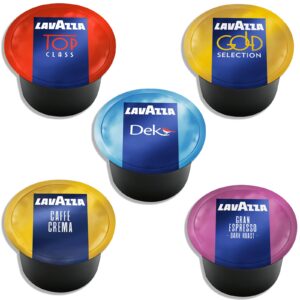 lavazza blue capsules coffee pods, best value pack, 100 ct, all flavors - top class, caffe crema, decaf, gran espresso, gold - 20each