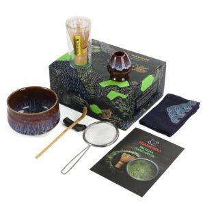 teanagoo matcha tea set, japanese tea set, matcha bowl, matcha bamboo whisk, scoop, sifter, matcha whisk holder, matcha whisk stand, matcha whisk set n16,matcha green tea powder kit. matcha tea kit…