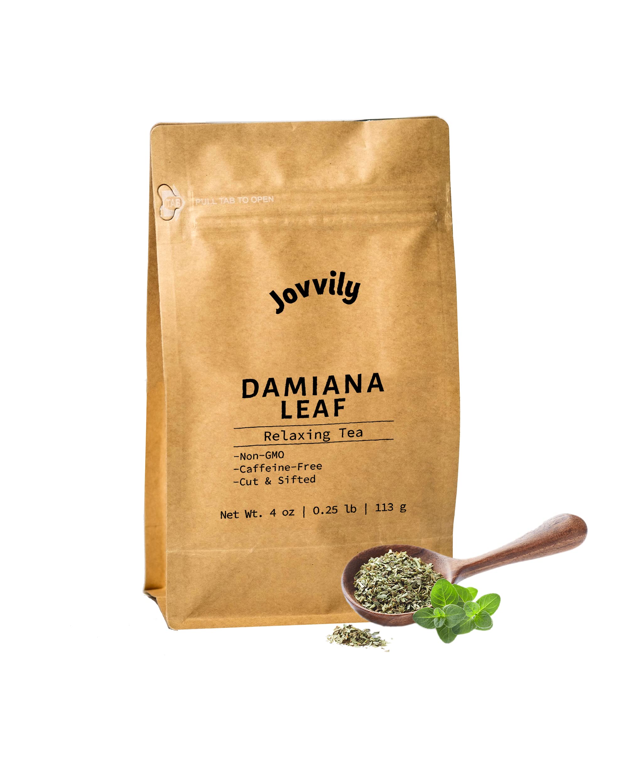 Jovvily Damiana Leaf - 4 oz - Cut & Sifted - Herbal Tea - Caffeine Free - Non-GMO