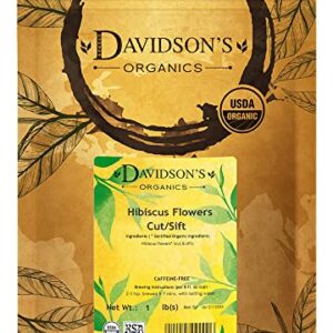 Davidson's Organics, Hibiscus Flowers C/S, Loose Leaf Tea, 16-Ounce Bag