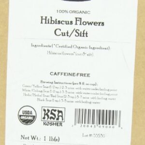 Davidson's Organics, Hibiscus Flowers C/S, Loose Leaf Tea, 16-Ounce Bag