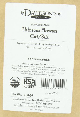 Davidson's Organics, Hibiscus Flowers C/S, Loose Leaf Tea, 16-Ounce Bag