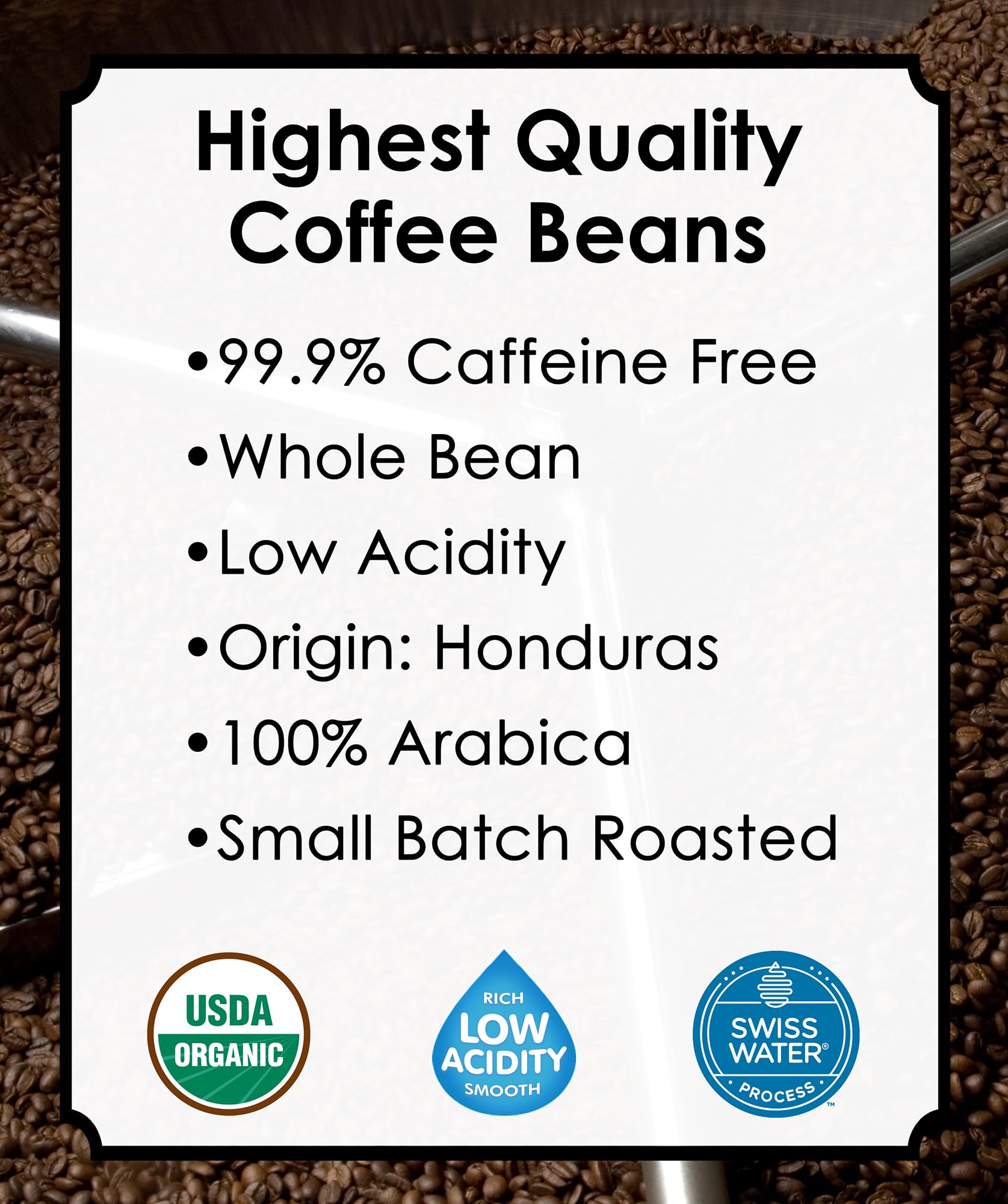 2LB Subtle Earth Organic Decaf - Swiss Water Process Decaf - Medium Dark Roast - Whole Bean Coffee - Low Acidity - Organic Certified by CCOF - 2 Pound Bag