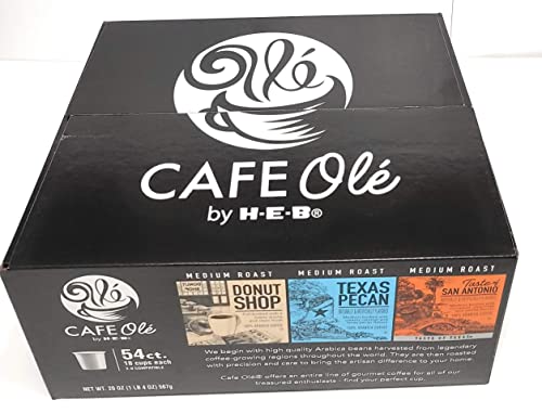 Cafe Ole Single Serve Keurig K-Cup Coffee Pods Variety Pack Taste San Antonio, Texas Pecan & Donut Shop 54 count (54 Count)