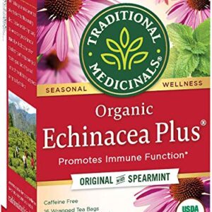 Traditional Medicinals Tea, Organic Echinacea Plus, Promotes Immune Function, w/ Spearmint, 96 Tea Bags (6 Pack)