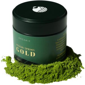 midori spring organic ceremonial grade matcha - gold 1st harvest blend, japanese stone ground green tea powder, radiation, gluten free, vegan