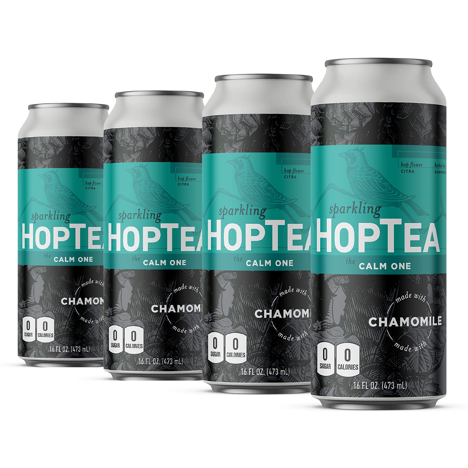 HOPLARK Sparkling HopTea - The Calm One (12pk - 16oz Cans)- Craft Brewed NA Beer Alternative - Gluten-Free, Non GMO, Zero Calories, Sugar-Free, Caffeine-Free, Unsweetened, Sparkling Tea + Water + Hop