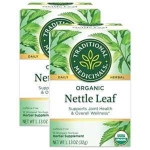 Traditional Medicinals Organic Nettle Leaf Herbal Tea, Supports Joint Health & Overall Wellness, (Pack of 2) - 32 Tea Bags Total