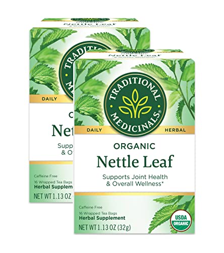 Traditional Medicinals Organic Nettle Leaf Herbal Tea, Supports Joint Health & Overall Wellness, (Pack of 2) - 32 Tea Bags Total