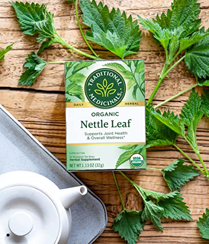 Traditional Medicinals Organic Nettle Leaf Herbal Tea, Supports Joint Health & Overall Wellness, (Pack of 2) - 32 Tea Bags Total