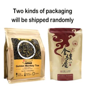 FullChea - Golden Monkey Tea - Chinese Black Tea Loose Leaf - Fujian Tea Red with Gold Tips - Health Tea (8.8oz / 250g)