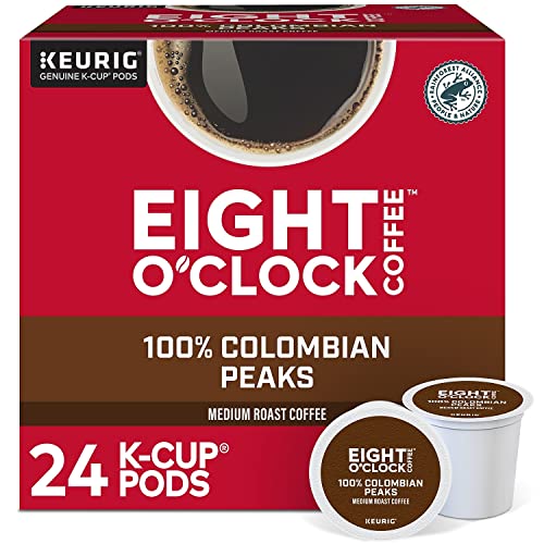 Eight O'Clock Coffee Colombian Peaks, Single-Serve Keurig K-Cup Pods, Medium Roast Coffee, 24 Count