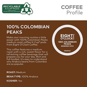 Eight O'Clock Coffee Colombian Peaks, Single-Serve Keurig K-Cup Pods, Medium Roast Coffee, 24 Count