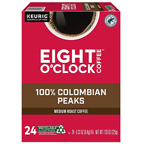 Eight O'Clock Coffee Colombian Peaks, Single-Serve Keurig K-Cup Pods, Medium Roast Coffee, 24 Count