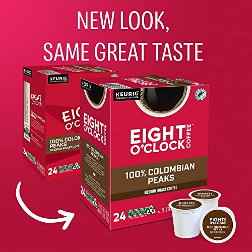 Eight O'Clock Coffee Colombian Peaks, Single-Serve Keurig K-Cup Pods, Medium Roast Coffee, 24 Count