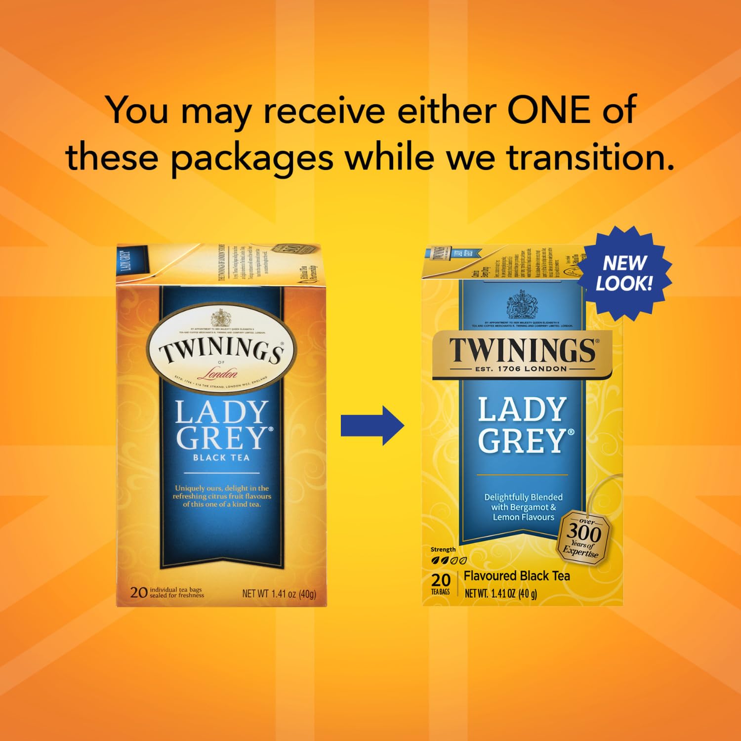 Twinings Lady Grey Tea - A Fresh, Uplifting Black Tea with Orange Peel, Lemon Peel, and Natural Citrus Flavours, Caffeinated Tea Bags, Individually Wrapped, 20 Count (Pack of 3)