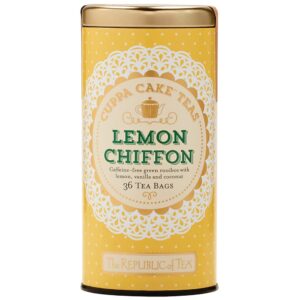 the republic of tea lemon chiffon cuppa cake tea, 36 tea bags, decadent herbal green rooibos tea