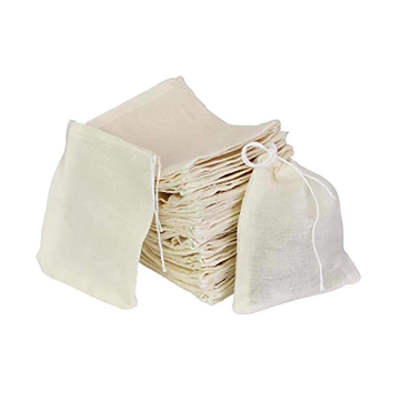 ICEYLI 30 Pcs 4 x 3 Inches Natural Unbleached Cotton Drawstring Bags Spice/Herbs/Tea Bags,Muslin Bags Sachet Bag for Home Supplies