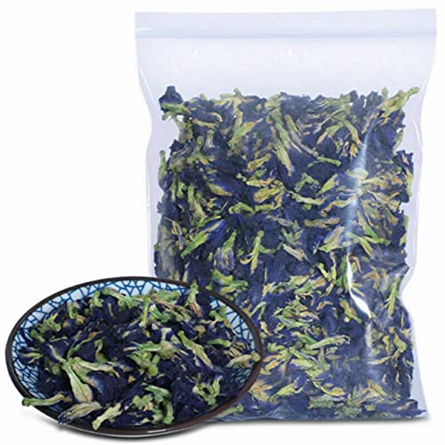 500 Grams (17.6 Oz) Blue Butterfly Pea Flowers, All Natural Dried Butterfly Pea Flower Herbs Herbal Healthy Tea Drink Recipes Natural Food Coloring