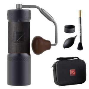 1zpresso j-max s manual coffee grinder iron gray, coated conical burr,foldable handle, magnet catch cup capacity40g, numerical adjustable finely setting, faster grinding efficiency ideal for espresso