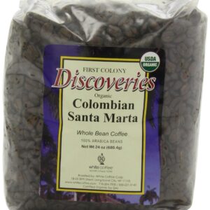 First Colony Organic Whole Bean Coffee, Colombian Santa Marta, 24-Ounce